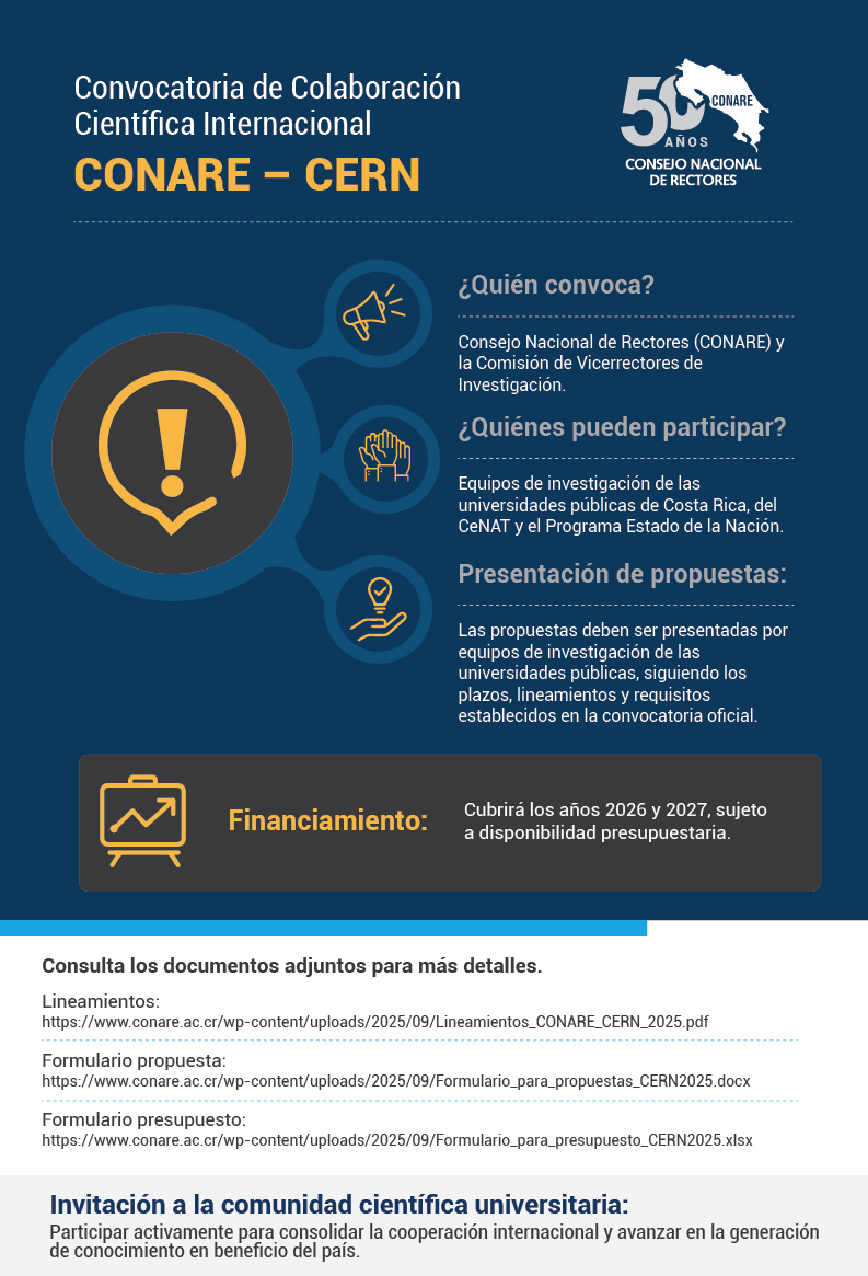Convocatoria de Colaboración Científica Internacional CONARE – CERN ...